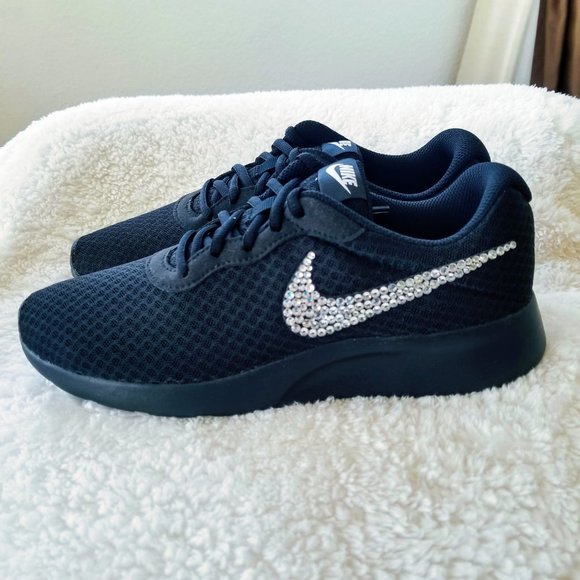Nike | Shoes | Bling Nike Tanjun Black Sneakers Rhinestone Nikes | Poshmark